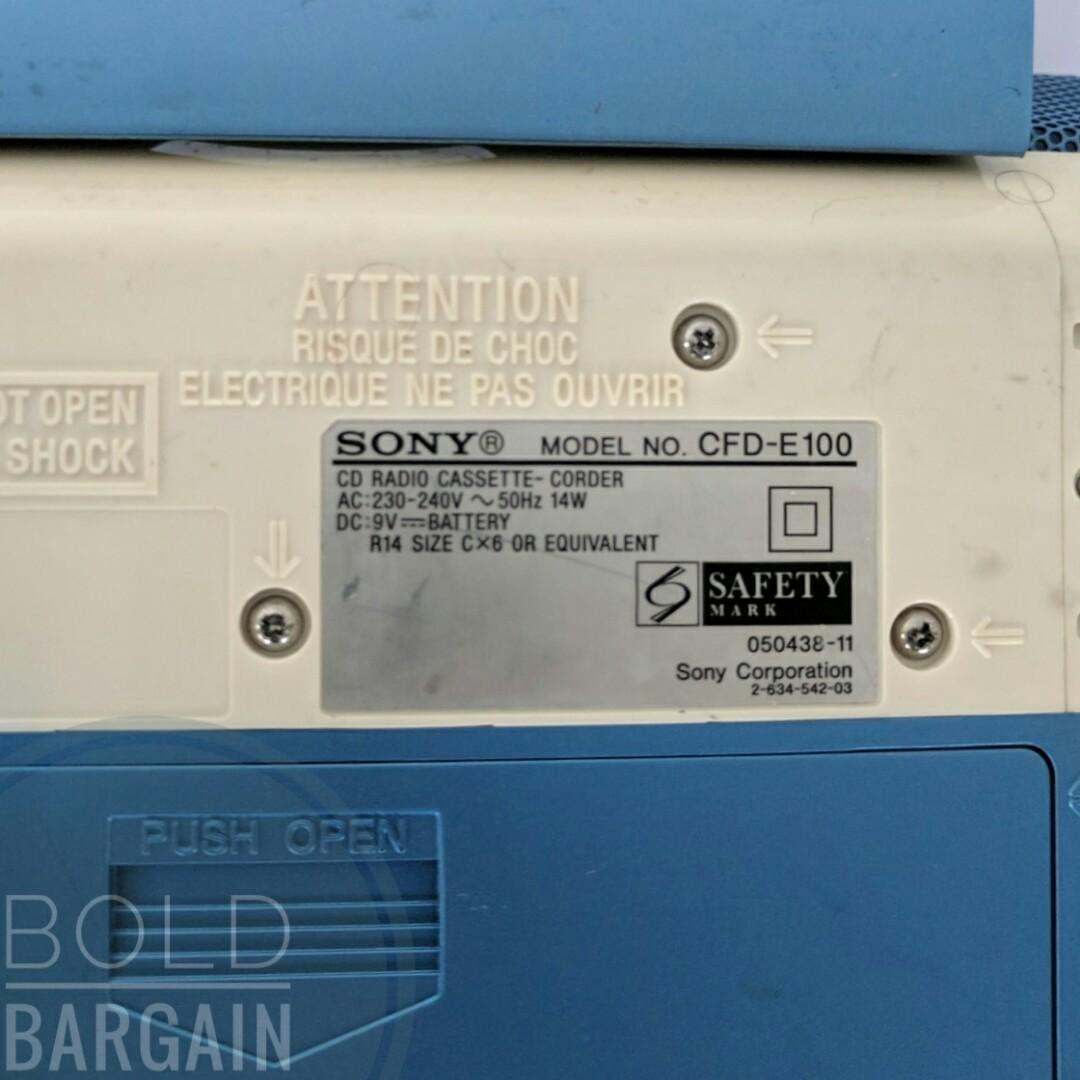 SONY CFD-E100 CD Cassette Tape Player Recorder with Digital AM FM Radio ...