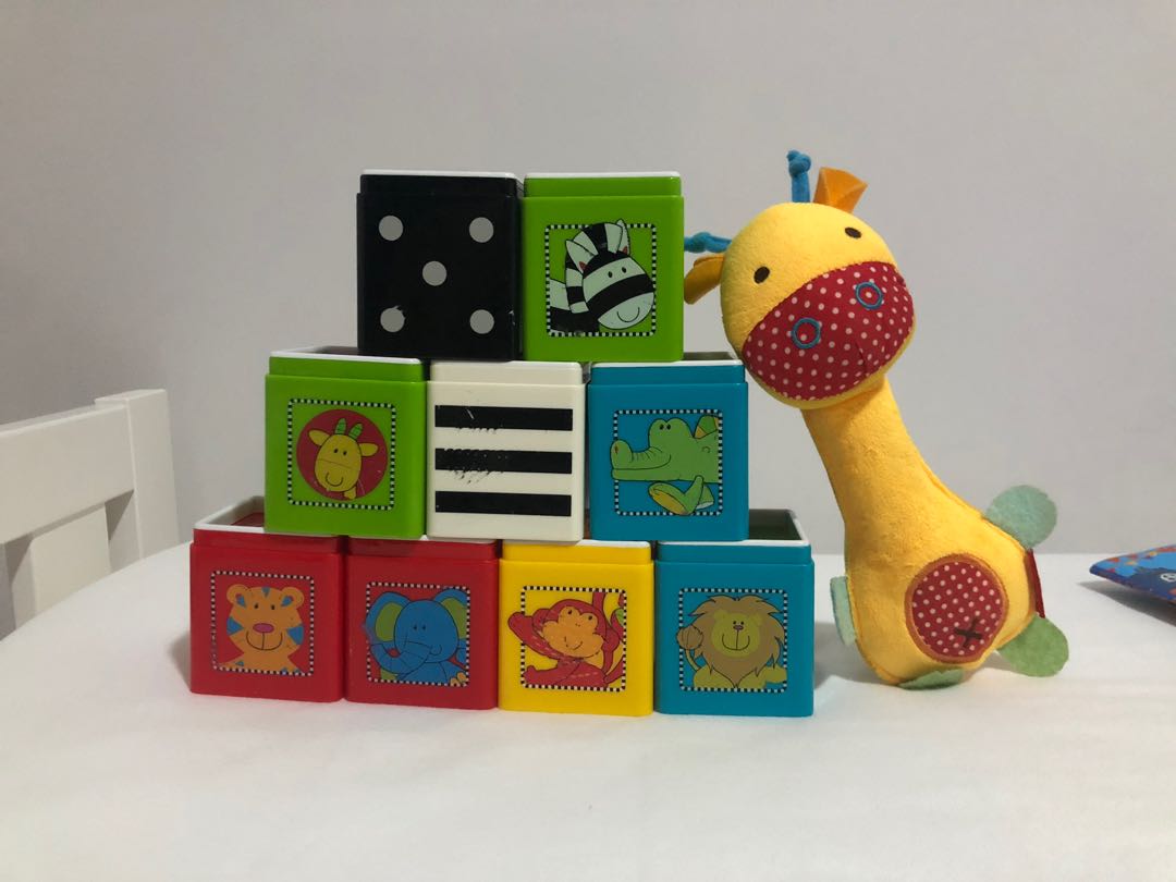 Stacking blocks and giraffe rattle, Babies & Kids, Infant Playtime on ...