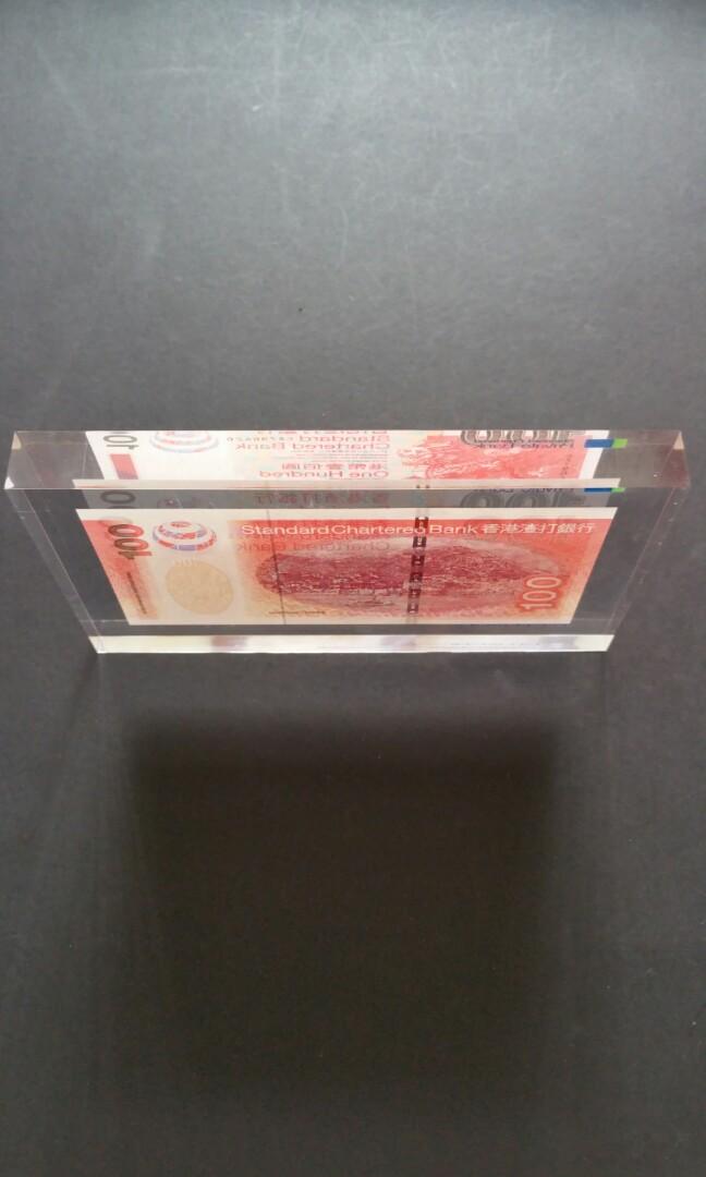 2003 Hong Kong $100 HK SCB Currency Banknote in Acrylic Display ...