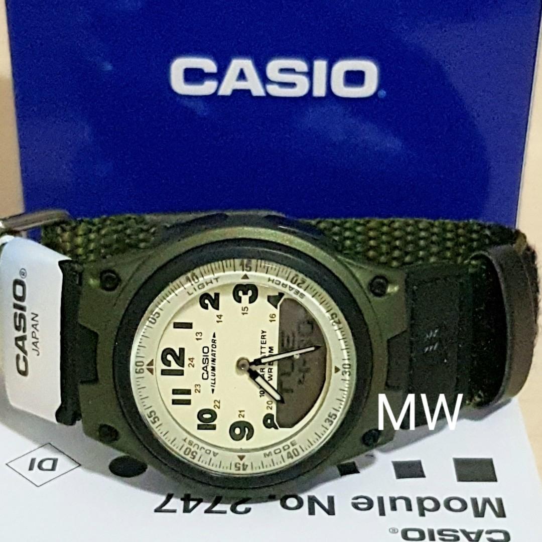Casio Sport Beige Dial World Time Ana/Digi Cloth Band Quartz Men Watch ...