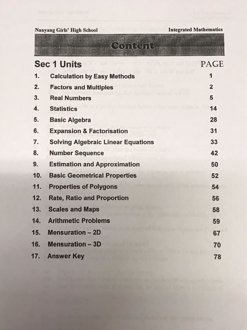 nygh secondary 1 integrated mathematics , Hobbies & Toys, Books ...