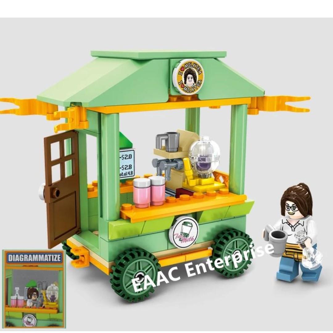 Sembo Block Bricks Lego Various Moving Milk Tea Stall Hawker Trolley ...