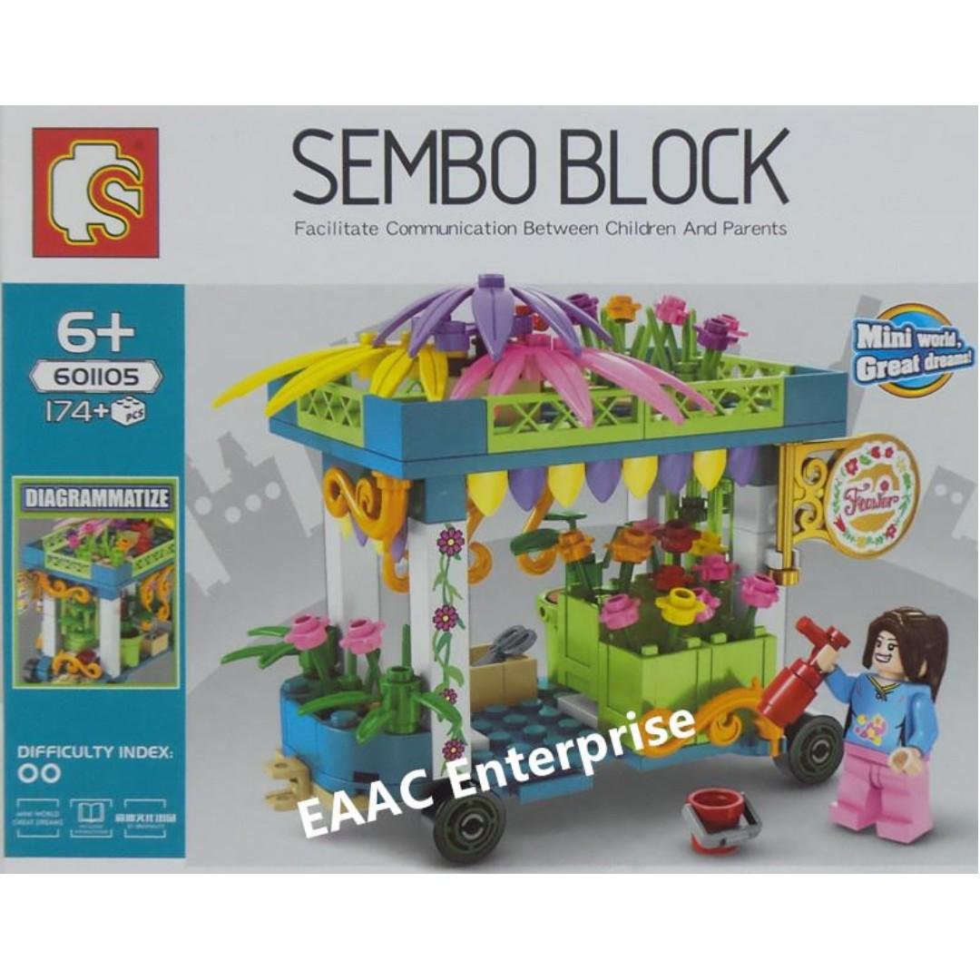 Sembo Block Bricks Lego Various Moving Flower Stalls Hawker Trolley ...