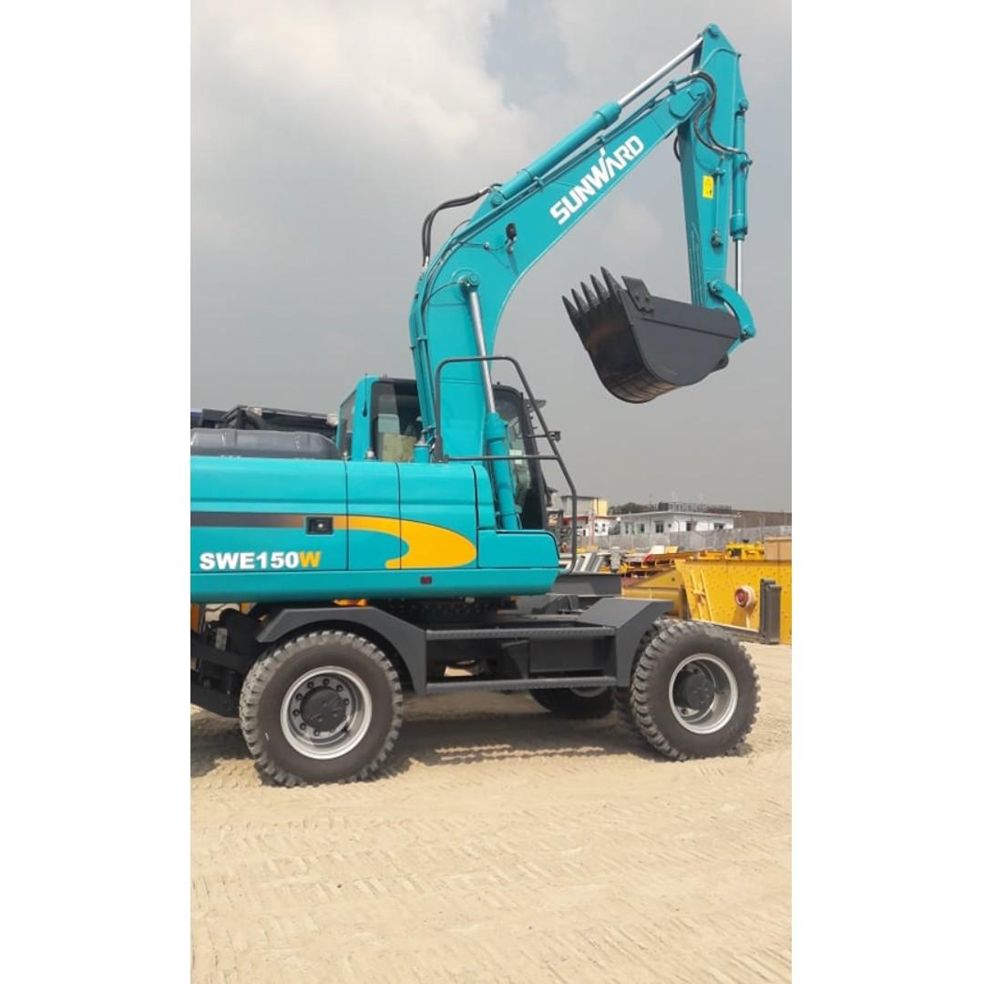 Backhoe Wheel Excavator Cummins Engine Sunward with breaker Line Brand ...