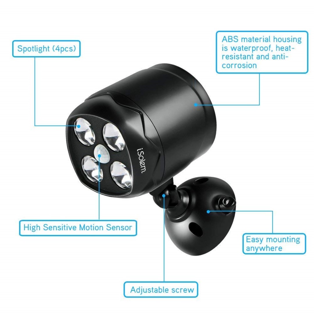 E0165 iSolem Waterproof Battery Motion Sensor Lights, 600 Lumens ...