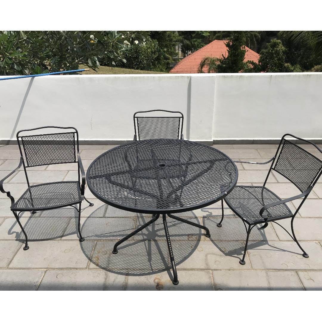 Outdoor metal table and chairs, Furniture & Home Living, Furniture ...