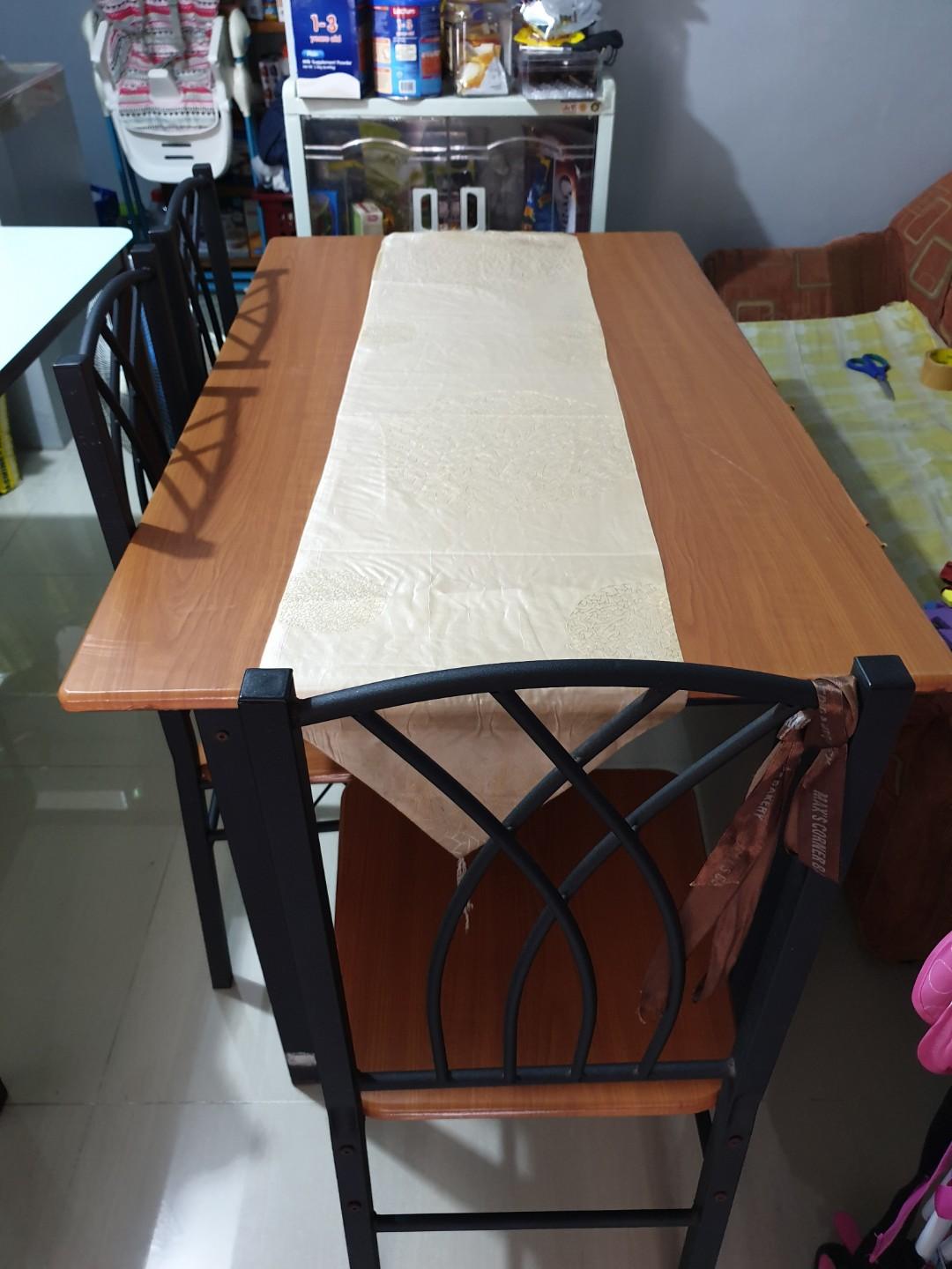 **SOLD** Preloved Dining Set with 4 Chairs and Top Glass, Furniture ...
