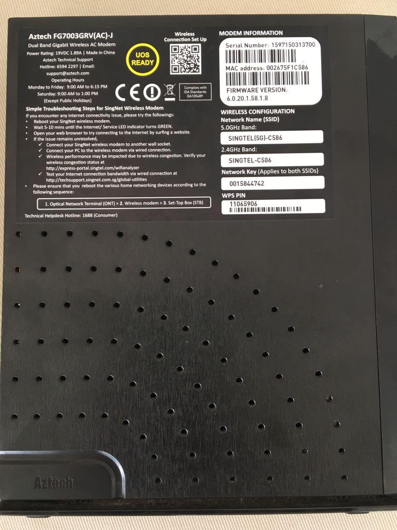 Singtel Aztech Broadband Wireless Router, Computers & Tech, Parts ...