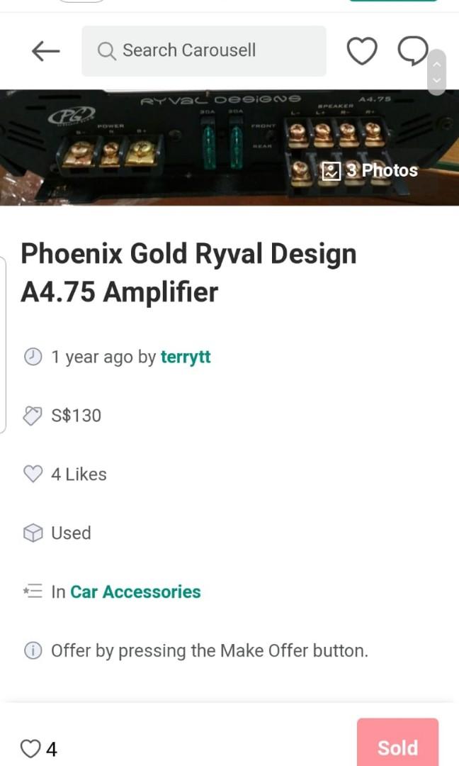 Car amp A4.75 phoenix gold Ryval design amp, Audio, Other Audio ...