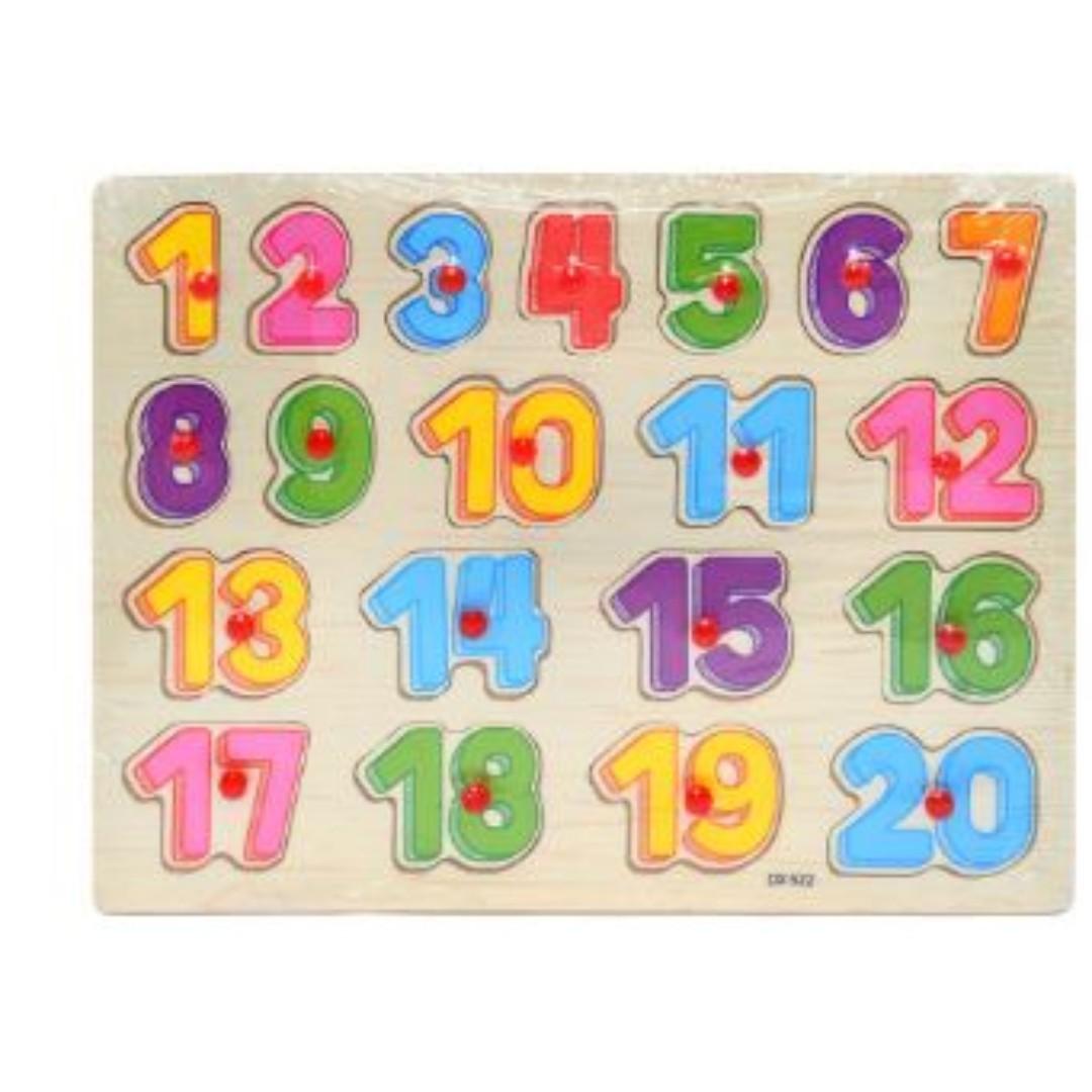 Educational Learning Wooden 1-20 Numbers Puzzle Tray Toy SM001, Hobbies ...