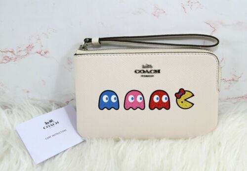 Coach Crossgrain Corner Zip Ms. Pacman Wristlet-Chalk, Women's Fashion ...