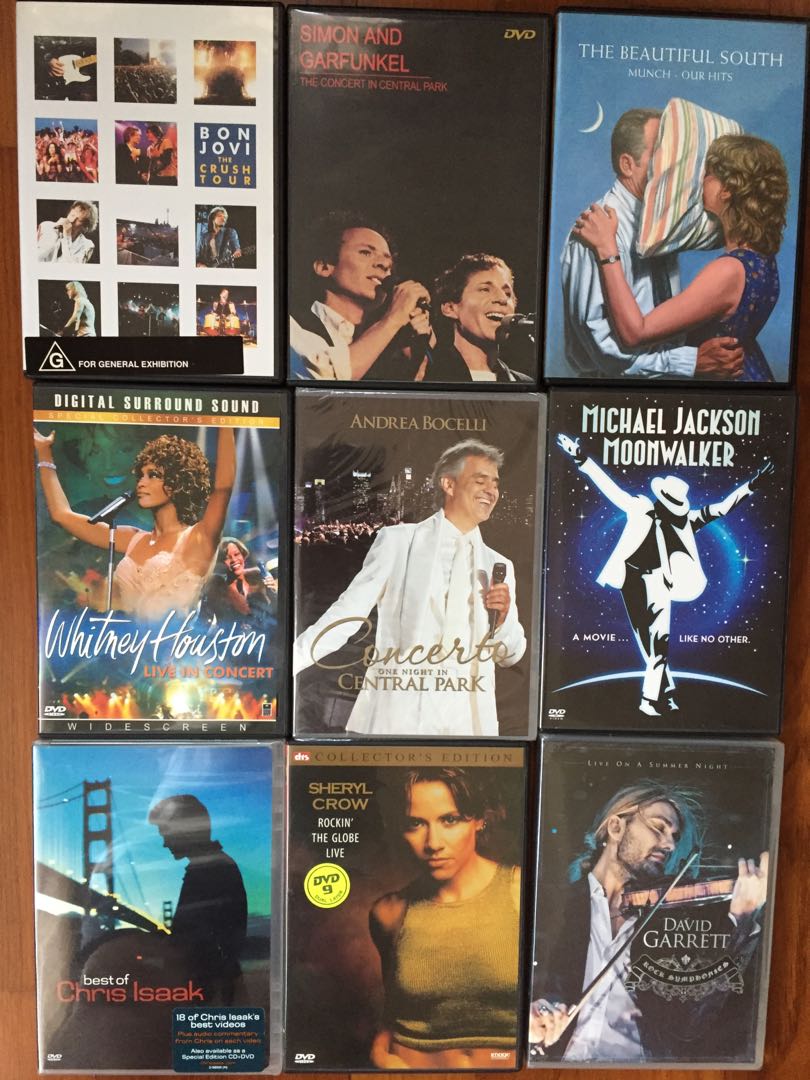 Dvd: live/concert $20 for all, Hobbies & Toys, Music & Media, CDs ...