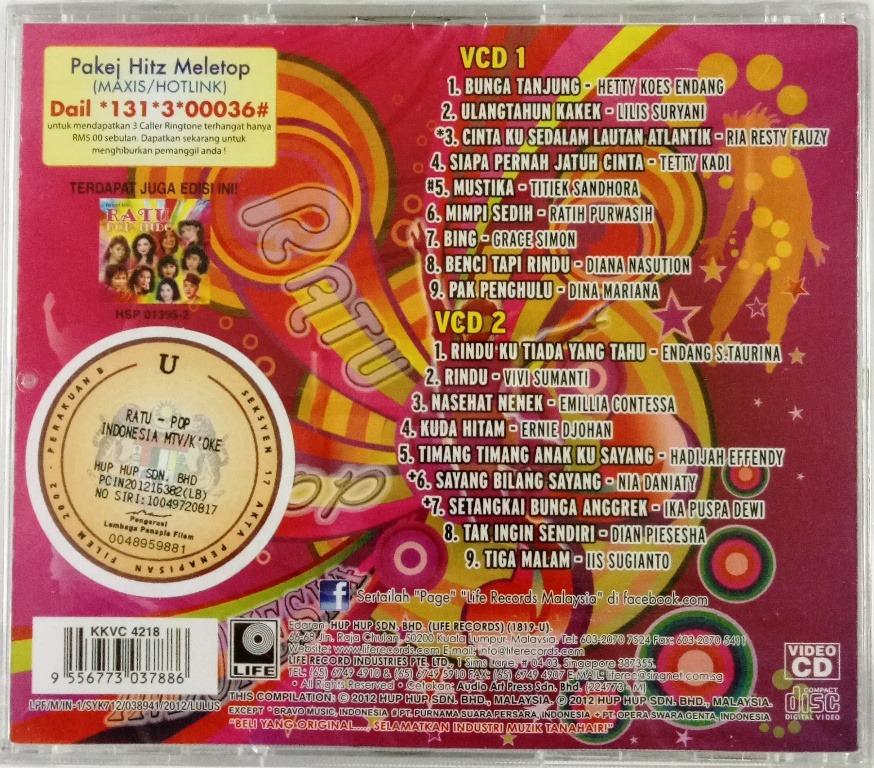 Ratu Pop Indonesia VCD Karaoke Original Vokal Artist Hetty Koes Endang Lilis Suryani Ria Resty ...