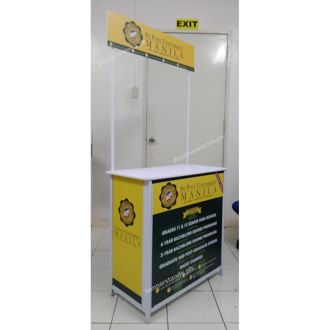 Steel Frame Portable Booth Collapsible Promotion Table Wood Counter Top ...