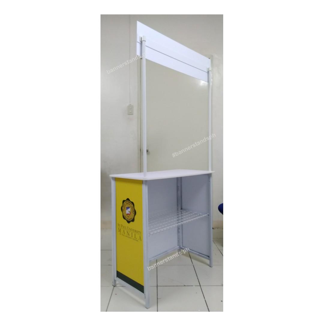 Steel Frame Portable Booth Collapsible Promotion Table Wood Counter Top ...