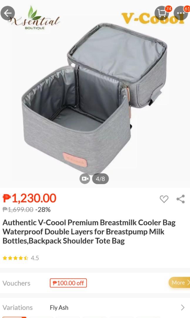 Vcool Premium Breastmilk Cooling bag with ice block and bottles, Babies ...