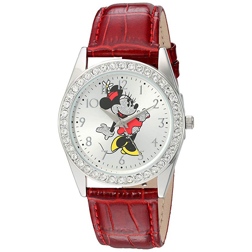 Women's Watch Disney Minnie Mouse Leather Red W002762, Women's Fashion ...