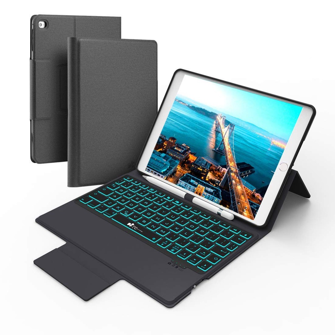 EC Technology iPad 9.7 Keyboard Case Ultra-Slim 7 Color Backlight ...