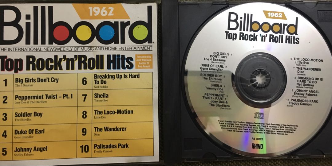 Original CD: Billboard 1962 - Top Rock N Roll Hits, Hobbies & Toys ...