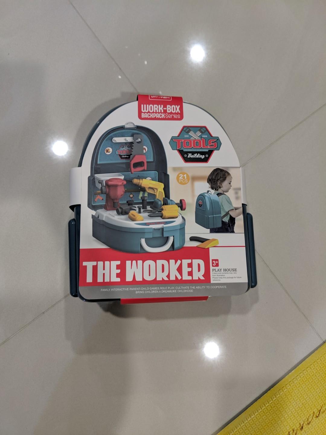 Pretend Play The Worker Construction Workbox Tools backpack set ...