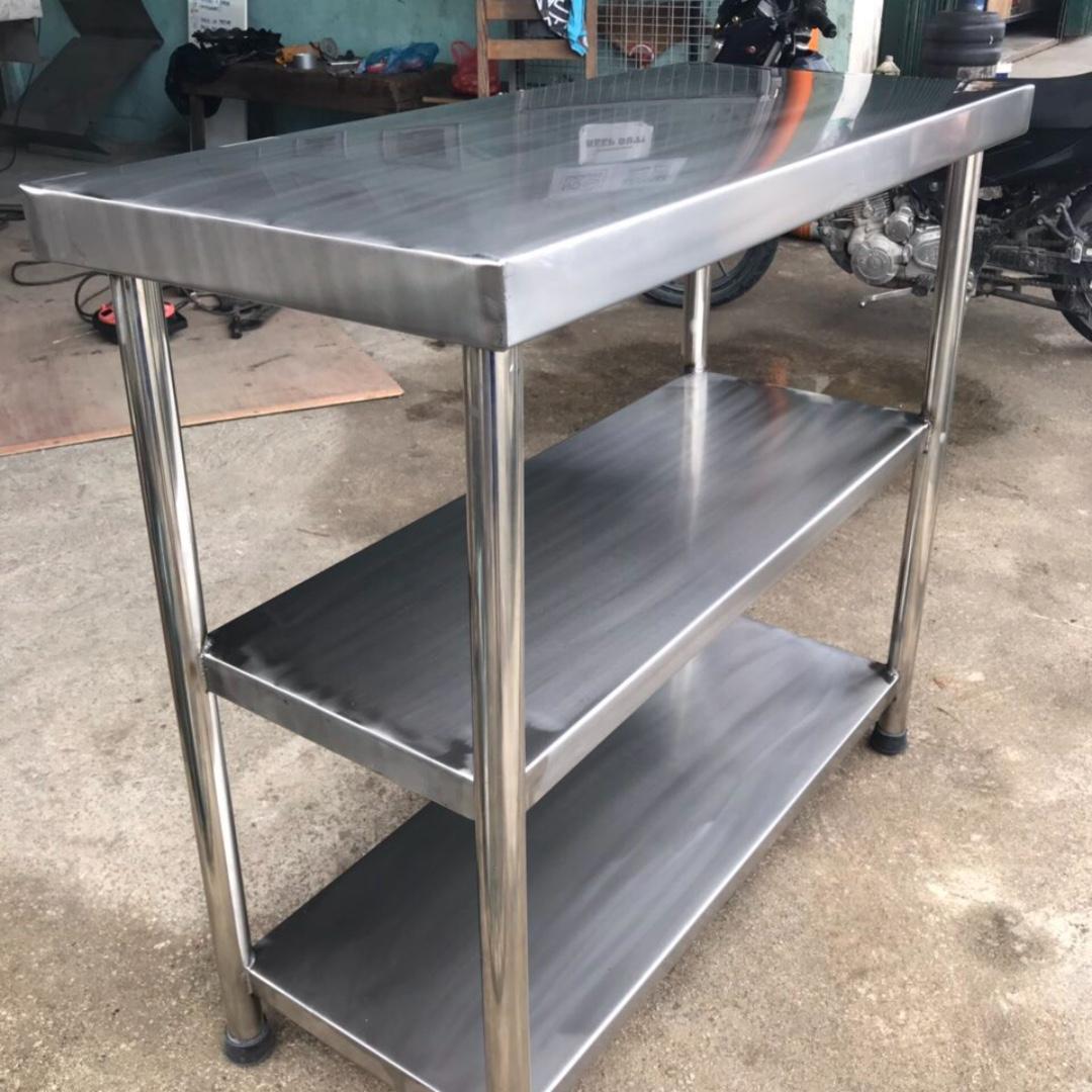3-Layer Table with Shelves- Stainless, Furniture & Home Living ...