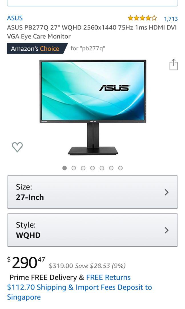 Asus 27 inch 2k pb277q monitor, Computers & Tech, Parts & Accessories ...