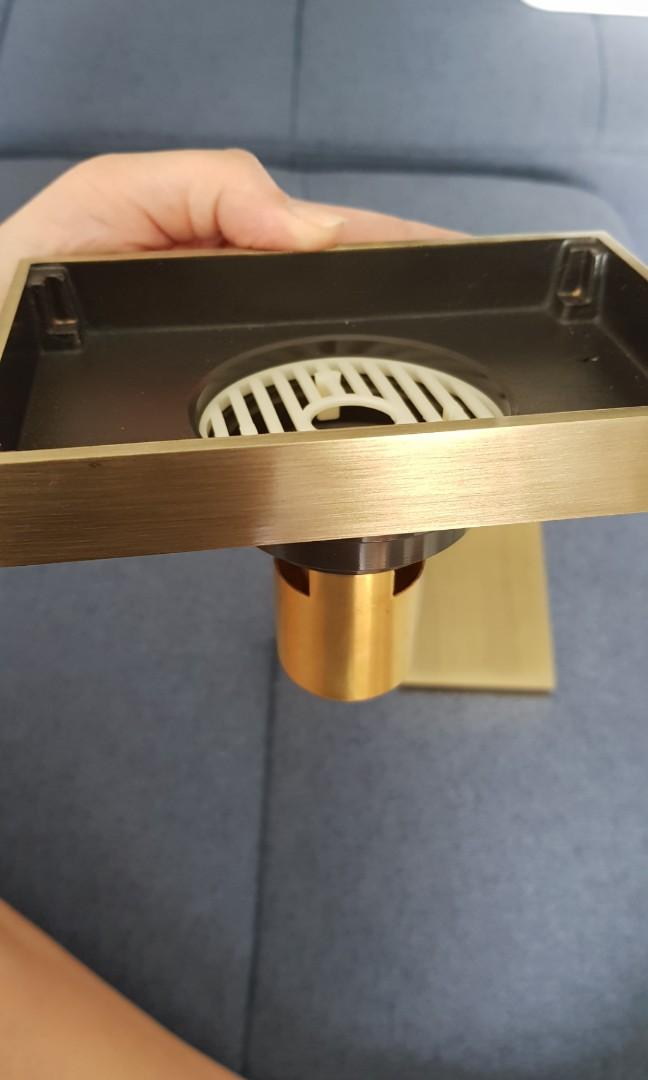 Brass Brushed Floor Trap (90 x 140) use with your own tile, Furniture ...