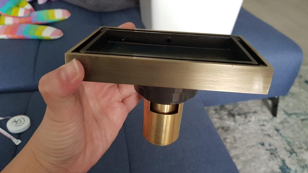 Brass Brushed Floor Trap (90 x 140) use with your own tile, Furniture ...