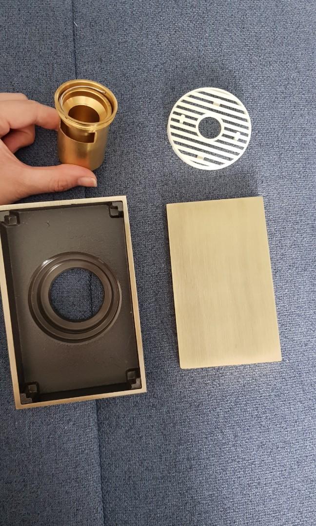 Brass Brushed Floor Trap (90 x 140) use with your own tile, Furniture ...