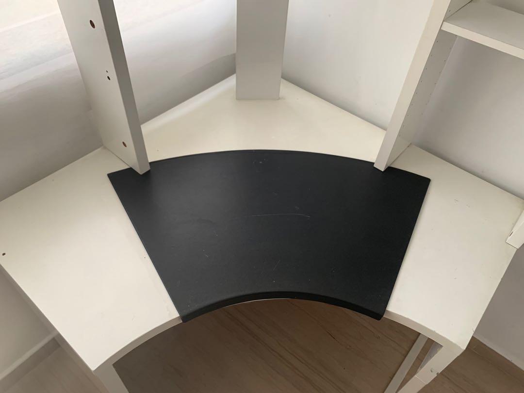 Ikea corner study table micke desk chair shelf protector, Furniture ...