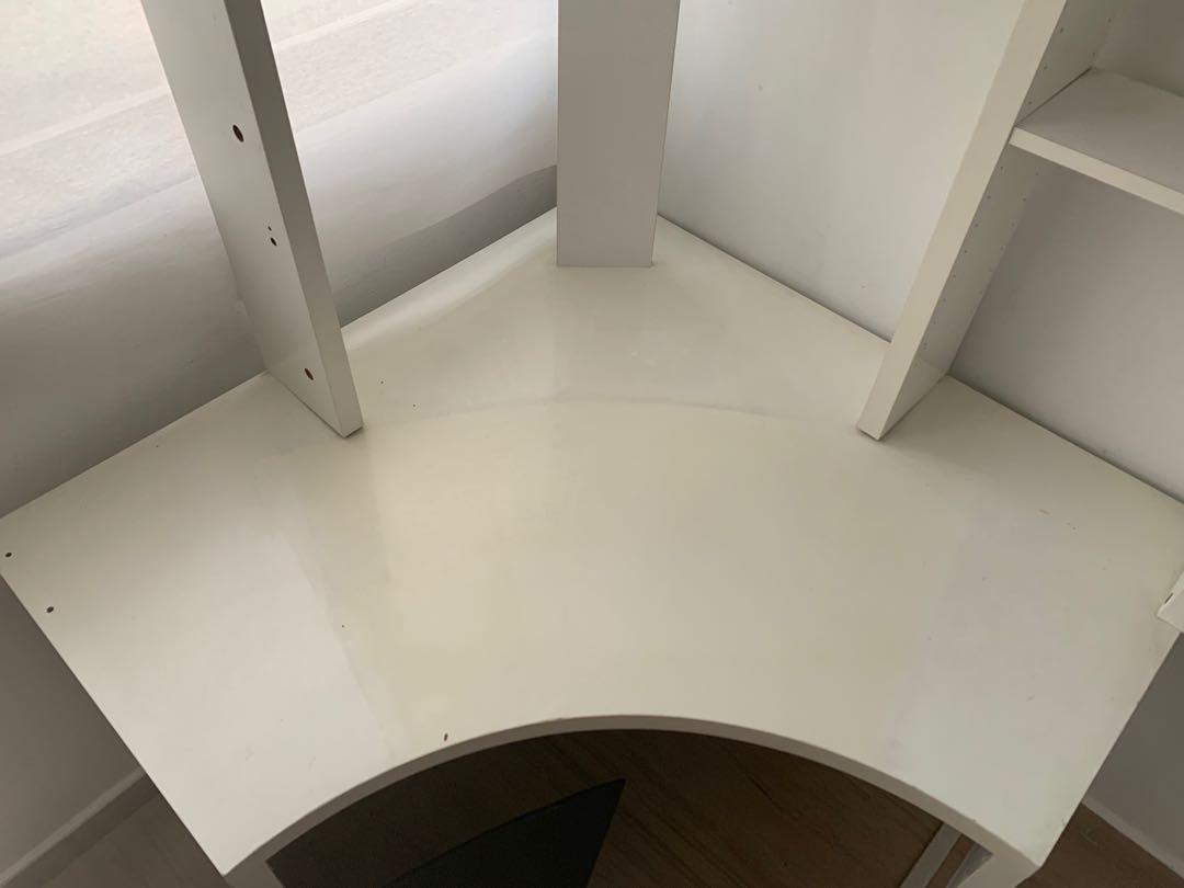 Ikea corner study table micke desk chair shelf protector, Furniture ...