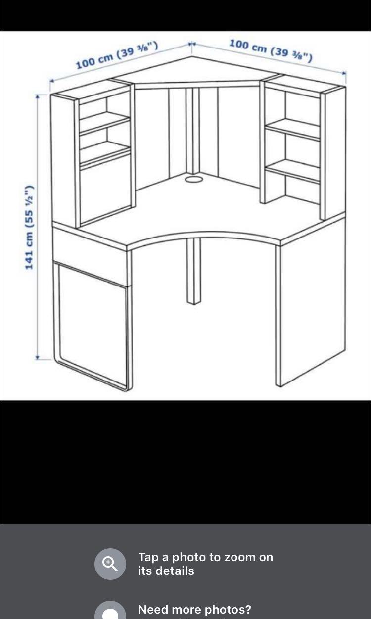 Ikea corner study table micke desk chair shelf protector, Furniture ...