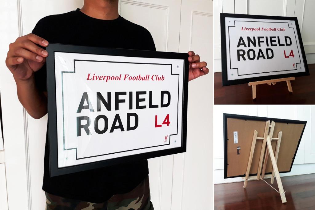 Liverpool FC - "Anfield Road" road sign poster, Furniture & Home Living ...