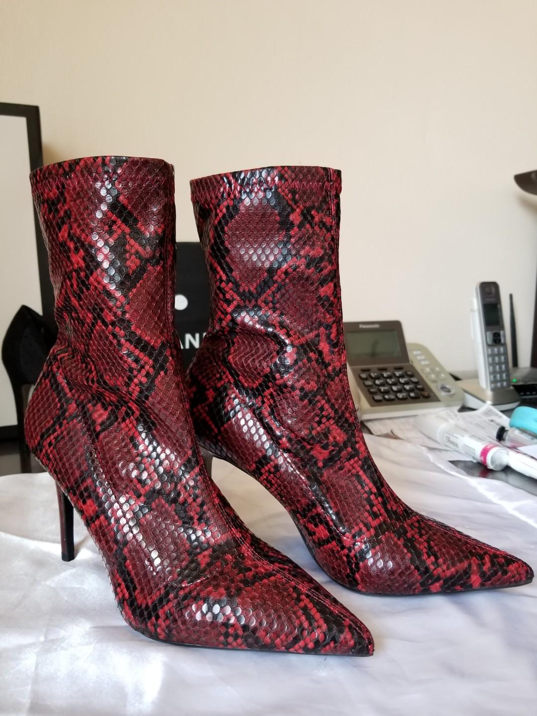 Mango Snake Effect Boots, Women's Fashion, Footwear, Boots on Carousell