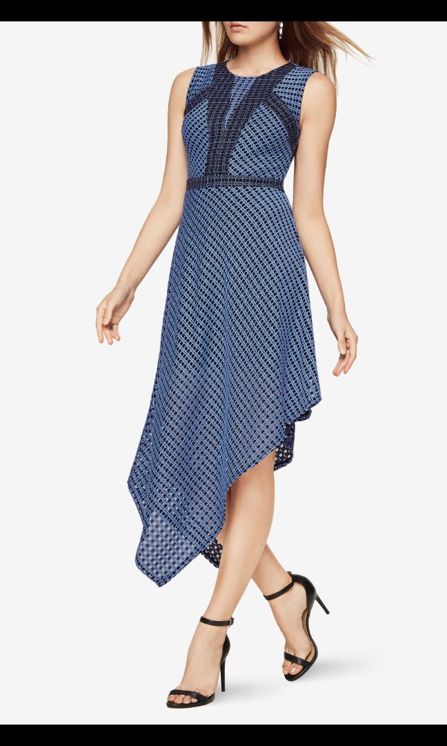 BCBG Asymmetrical Blue Lace maxi/midi dress, Women's Fashion, Dresses ...