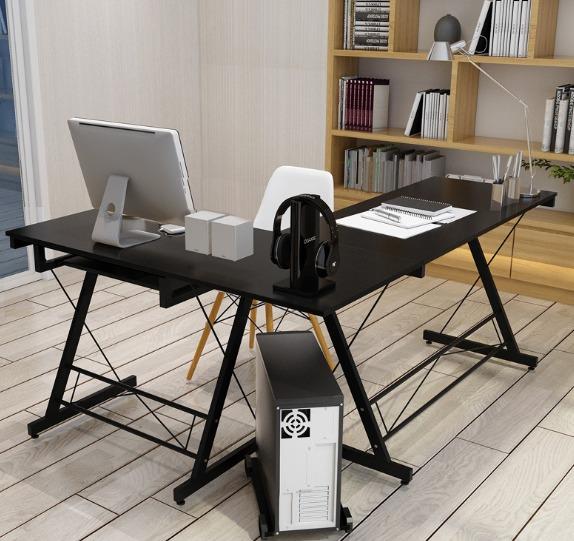 Black L Shape DESK Furniture L-shape study table meja ikea, Furniture ...