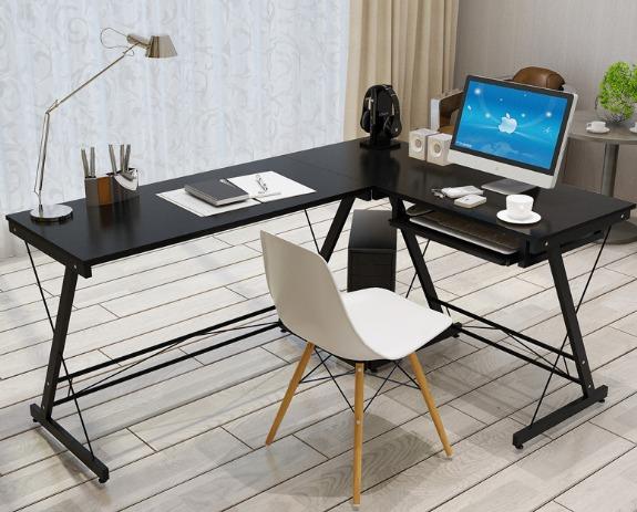 Black L Shape DESK Furniture L-shape study table meja ikea, Furniture ...