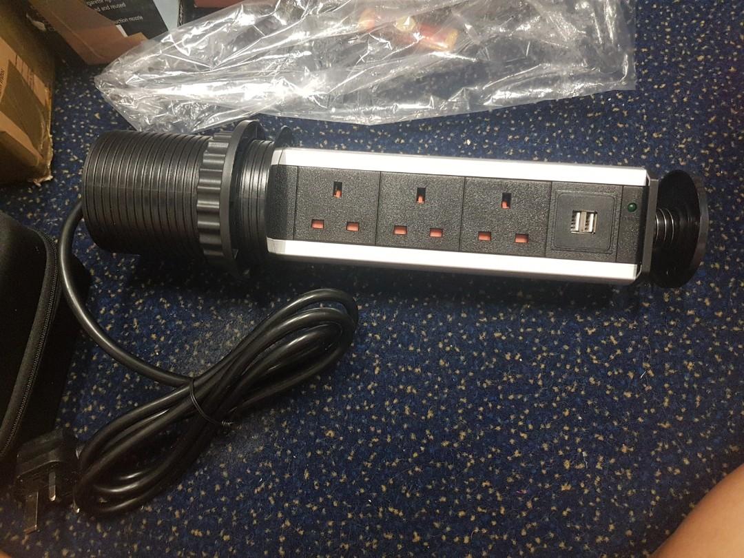 D222 Pop Up Outlet Desk Power Socket Retractable Hidden Recessed Power Strip Charging Station