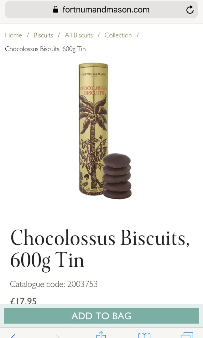Fortnum & Mason biscuit tin (chocolossus), Everything Else on Carousell