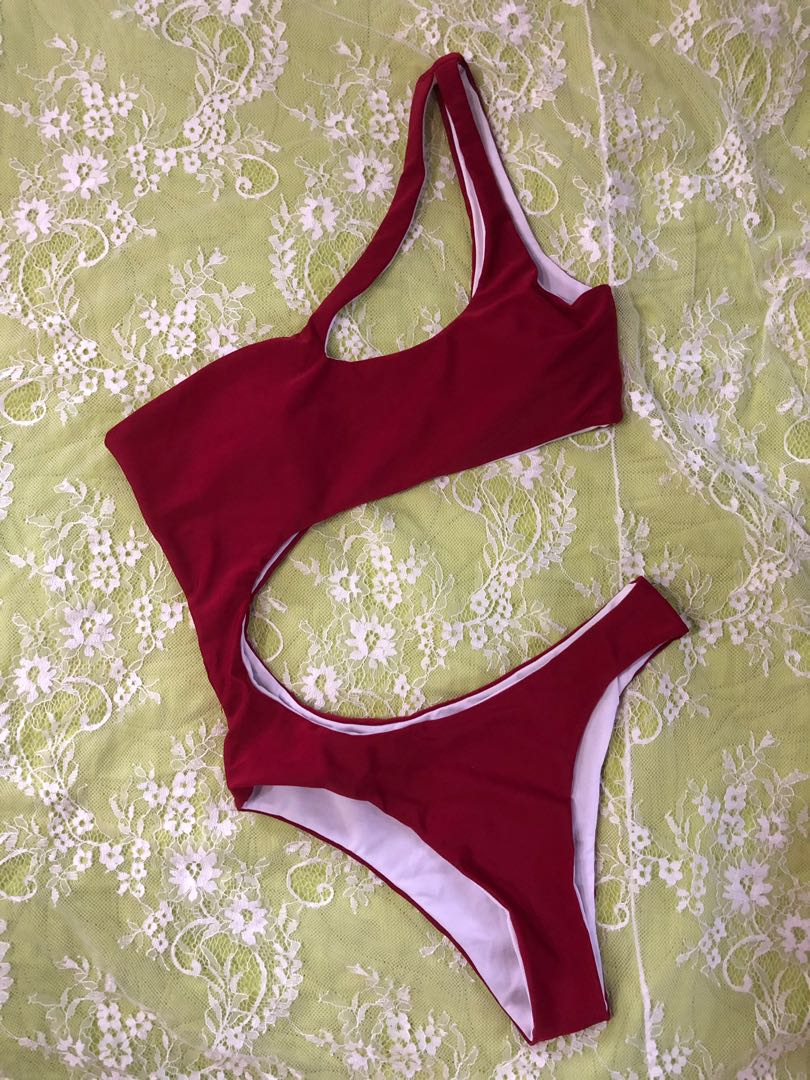 Maroon One Piece Bikini, Women's Fashion, Swimwear, Bikinis & Swimsuits ...