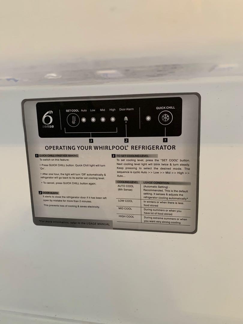 Whirlpool 6th Sense Intellifresh Fridge, TV & Home Appliances, Kitchen ...