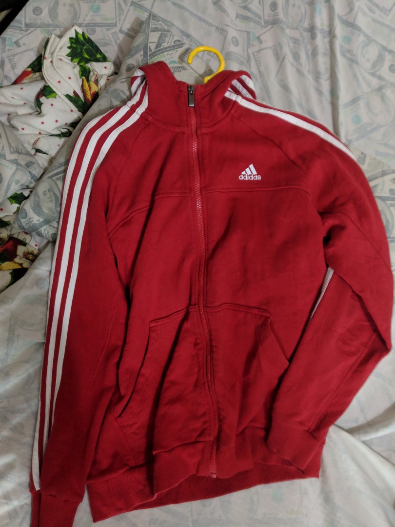 Adidas red jacket, Women's Fashion, Tops, Others Tops on Carousell
