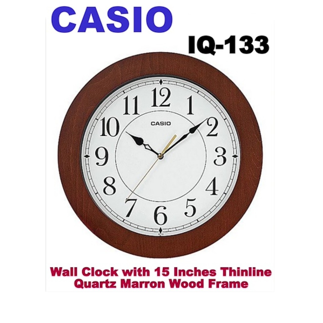 Casio Iq-133-5 Wall Clock ,15 Inches ,Wood Frame, Furniture & Home ...