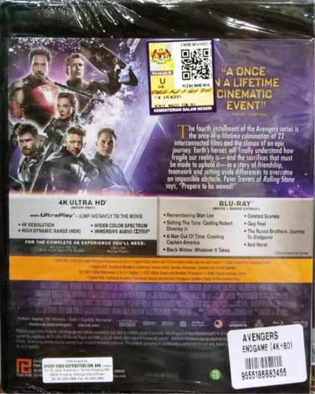 English Movie Avengers: Endgame 4K Ultra HD+Blu-ray, Hobbies & Toys ...