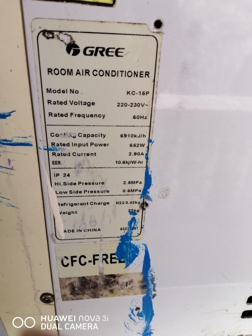 Gree .5hp Aircon, TV & Home Appliances, Air Conditioning and Heating on ...