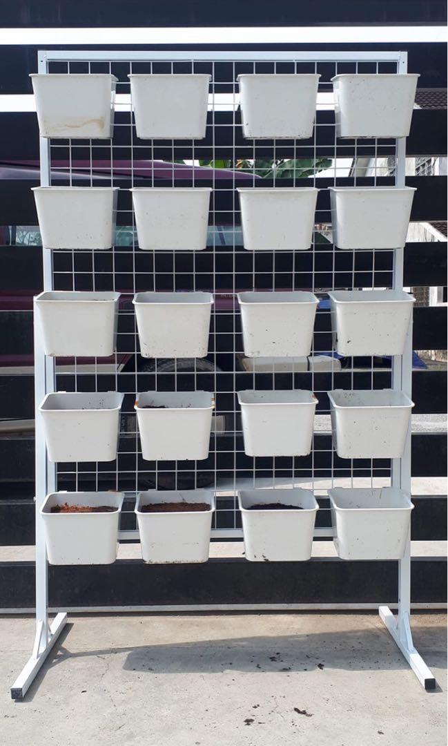 Planter box with wire mesh stand, Furniture & Home Living, Gardening ...