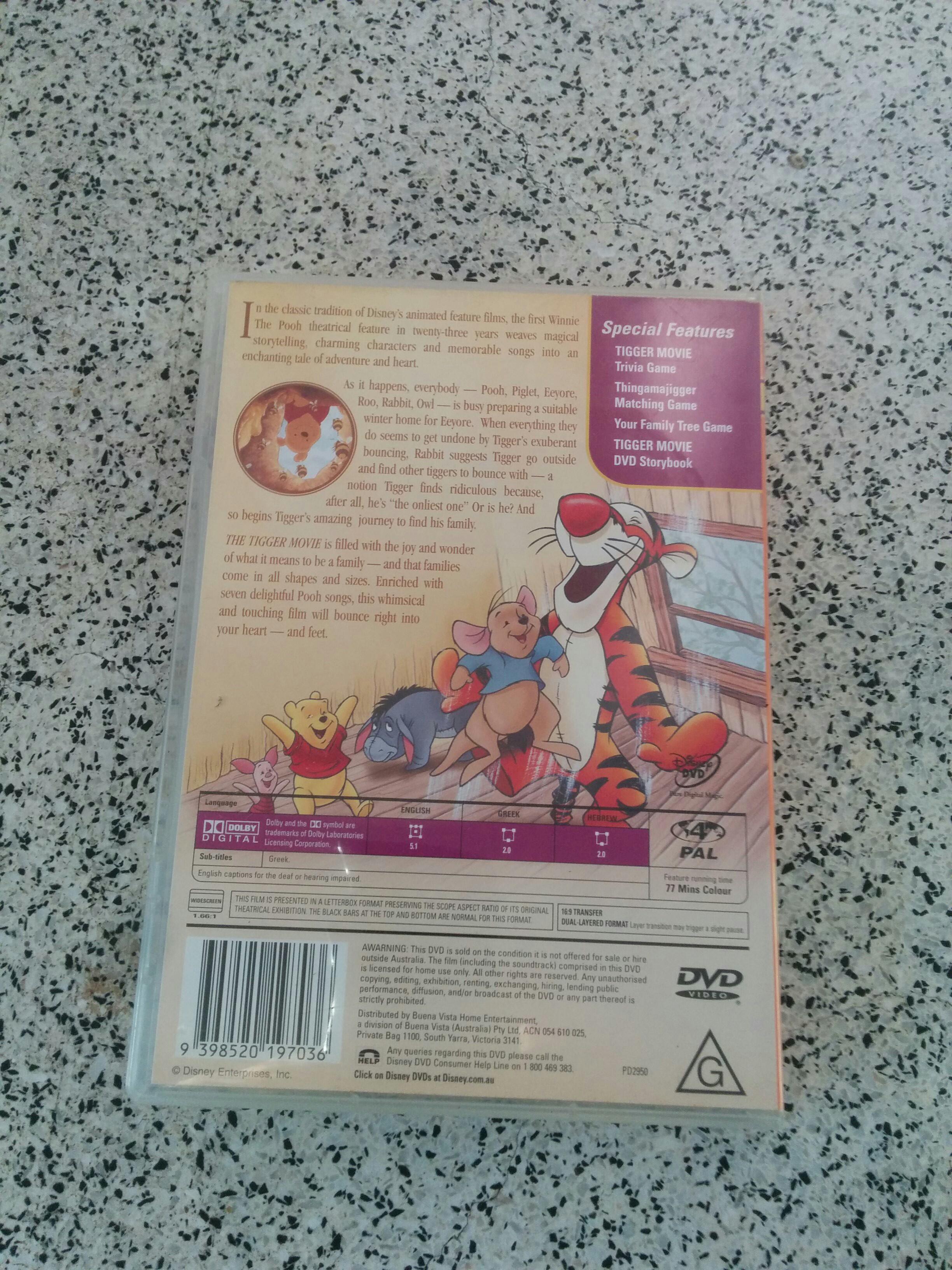 The Tigger Movie DVD Movie A, Hobbies & Toys, Music & Media, CDs & DVDs ...