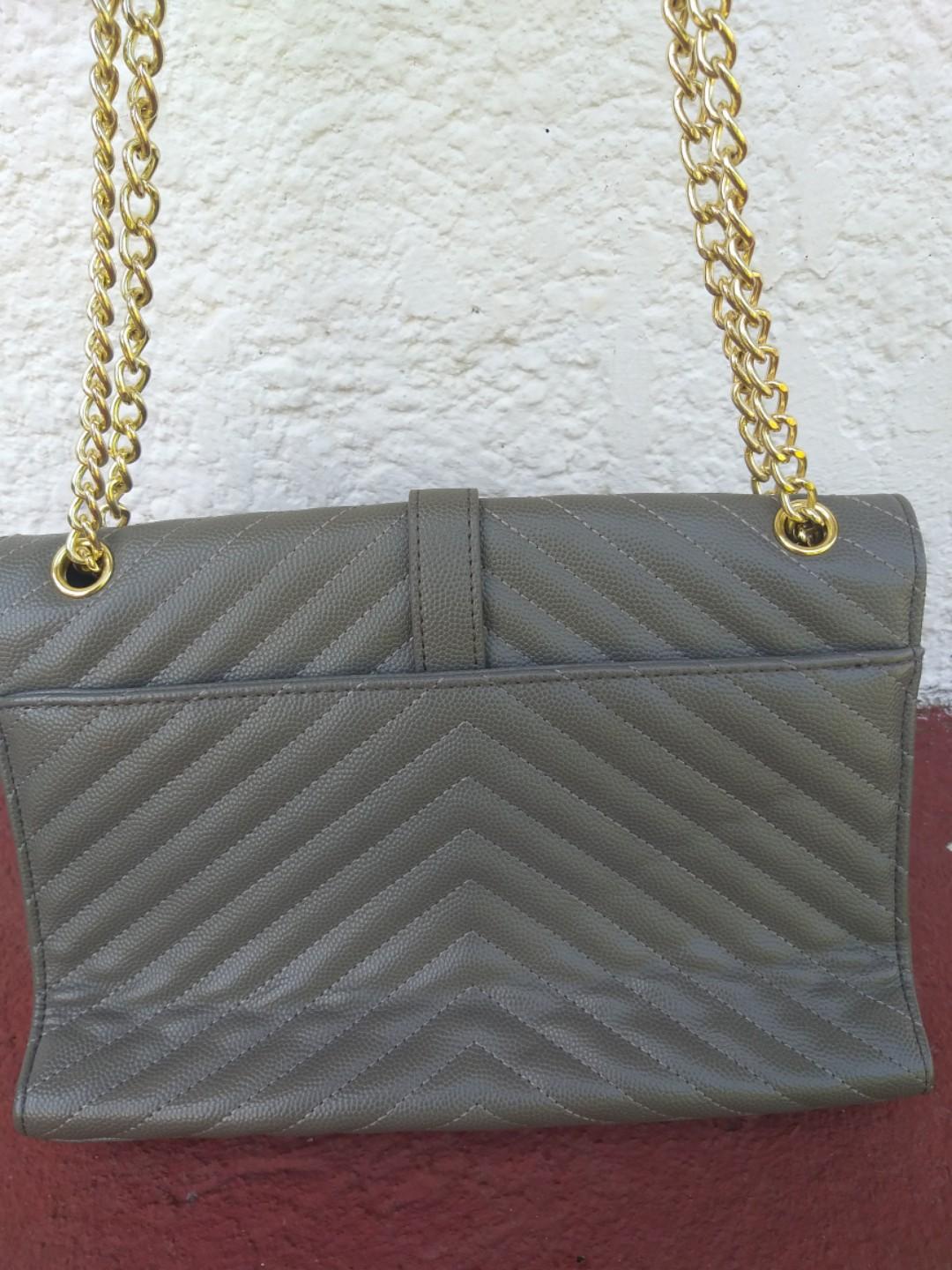 YSL GRAY CAVIAR LEATHER ENVELOPE BAG 2WAY, Women's Fashion, Bags ...