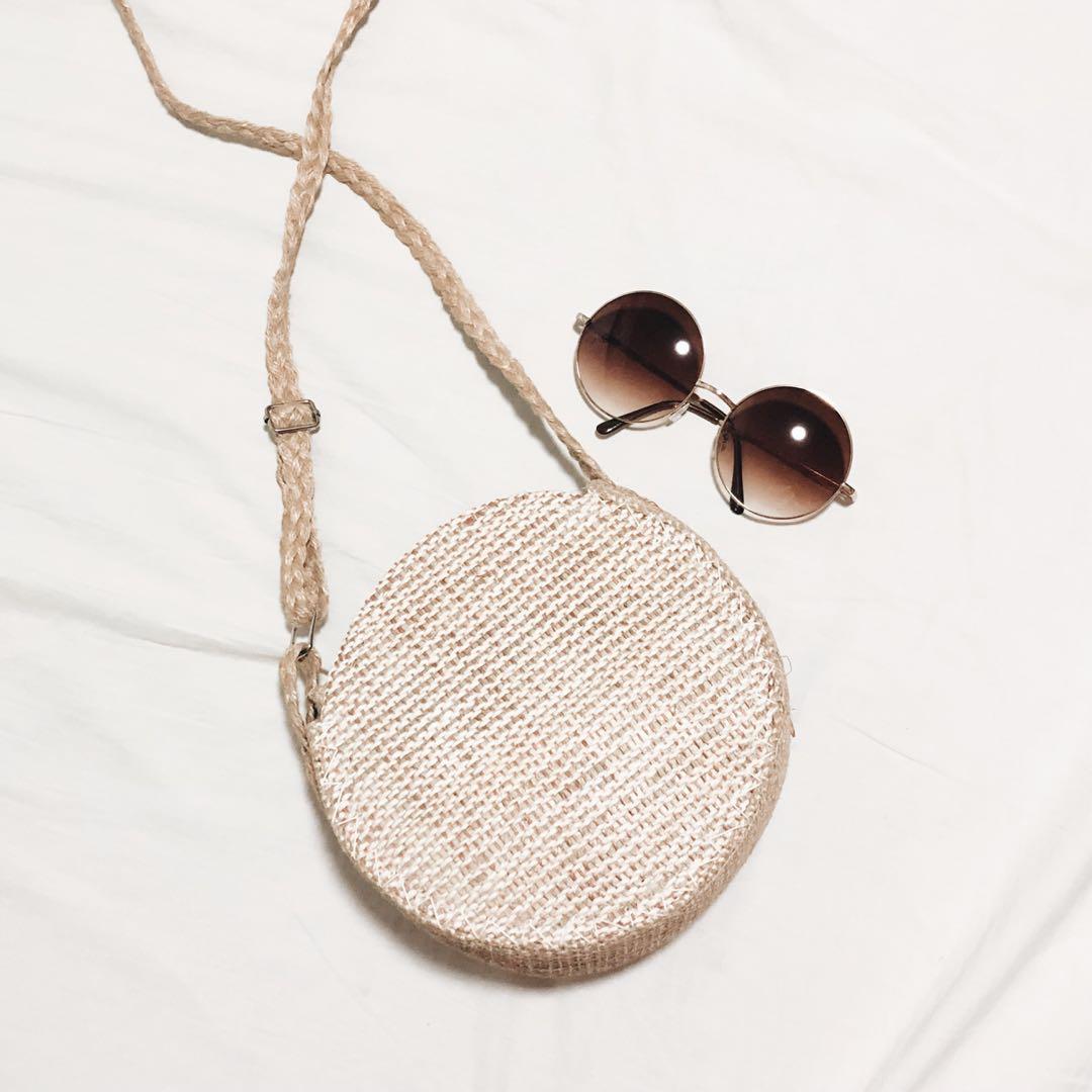 Abaca woven sling round bag, Women's Fashion, Bags & Wallets, Cross ...