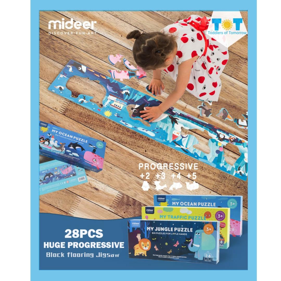 Mideer Giant Floor Jigsaw Puzzle 28pcs (Ocean Jungle Animals Traffic ...